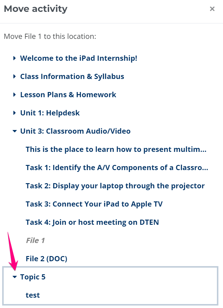 How to move items from tab to tab in Moodle – VCS IT Help Center