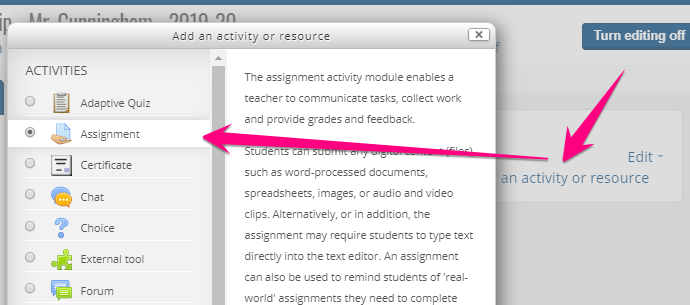 How to create a Moodle Assignment – VCS IT Help Center
