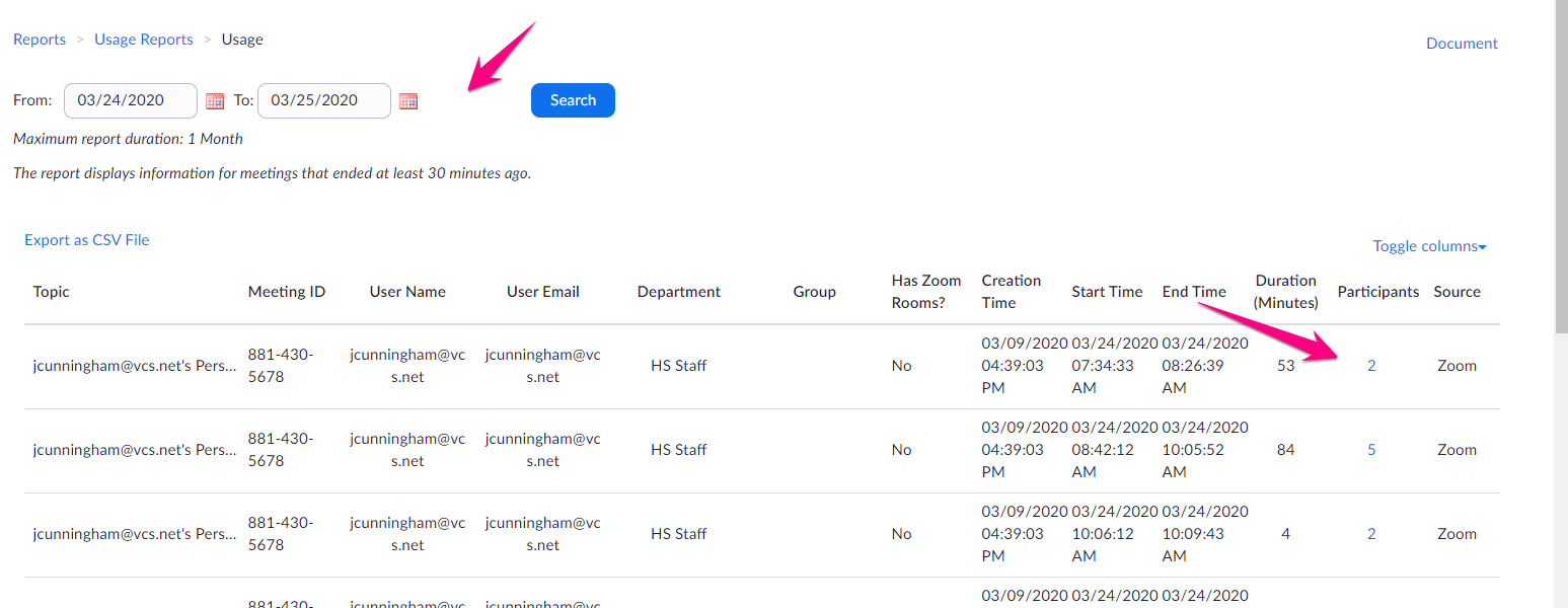 View Zoom Usage Reports – VCS IT Help Center